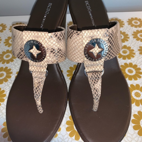 BCBGeneration | Shoes | Brownsnake Skin Wedges | Poshmark
